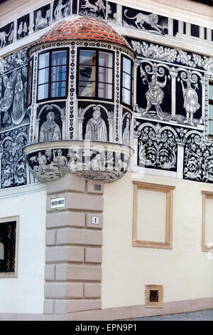 Sgraffito House Charles Square Trebic UNESCO Czech Republic Stock Photo ...