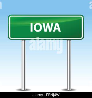 Vector illustration of the Iowa State Highway road sign on metallic ...