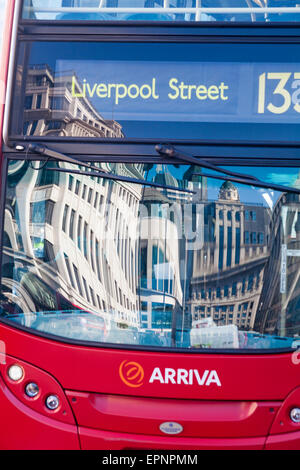 Reflections of Liverpool in Arriva Bus, Merseyside, UK Stock Photo - Alamy
