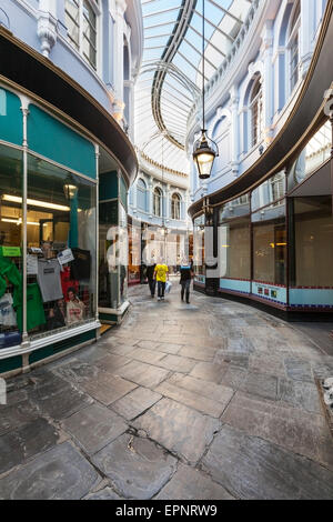 Inside Cardiff's Victorian Morgan's Arcade showing the curved form and ...