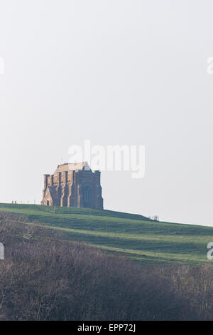 Saint Catherine's Chapel high above misty hazy green countryside at ...