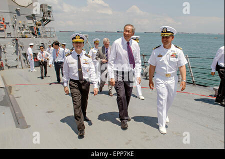 The guided missile destroyer USS JOSEPH STRAUSS (DDG-16) heads out to ...
