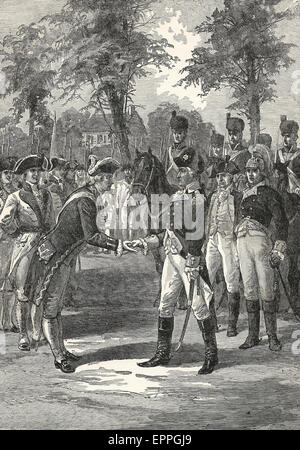 General George Washington and French General Rochambeau overseeing the ...
