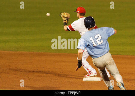 infielder Sutton Whiting (1) of the Louisville Cardinals gets struck ...