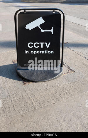 Sign for surveillance by camera in Trafalgar square. London Stock Photo ...