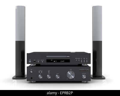 Modern HI-FI system (done in 3d, on white background Stock Photo - Alamy