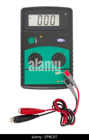 Digital yellow multimeter meter isolated to check the resistance on a ...