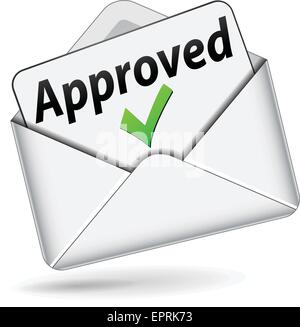 Letter confirmation, approved document and e-mail checklist icon. Flat ...