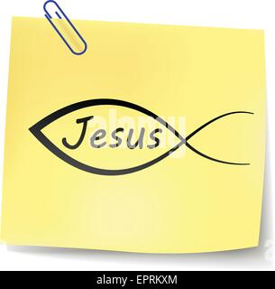 Vector illustration of jesus paper message on white background Stock ...