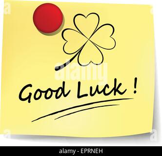 Good luck paper sticky note. Retro reminder sticker Stock Vector Image ...