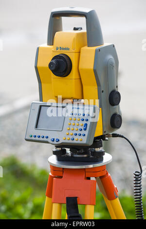Trimble equipment set up for excavation works at Whitesands Bay ...