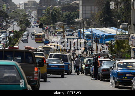 Ethiopia - Addis Ababa (Addis Ababa), Churchill Road. In the background ...