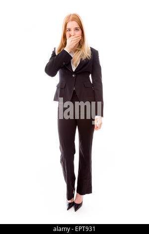 Smart business woman isolated over white background Stock Photo - Alamy