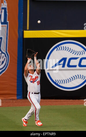 outfielder Reed Rohlman (26) of the Clemson Tigers chops this pitch to ...