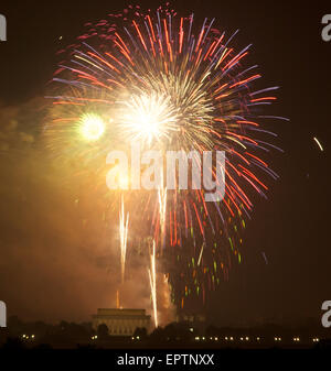 4th of July Fireworks over the Potomac River, in Washington, DC Stock ...