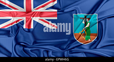 Waving American flag and flag of Montserrat Stock Photo - Alamy
