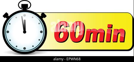 60 minutes timer. Stopwatch symbol in flat style. Editable isolated ...