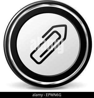 Black paper clip icon isolated on white background. Silhouette of paper ...