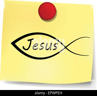 Vector illustration of jesus paper message on white background Stock ...