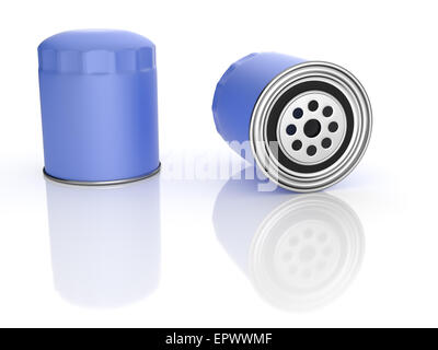 Blue Car Oil filters isolated on white background Stock Photo - Alamy