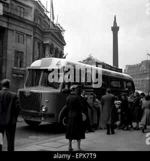 circa 1960, historical, The 'Indiaman' bus with trailer parked at the ...