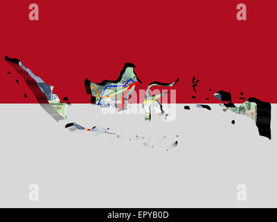 Indonesia map flag on currency burst illustration Stock Photo - Alamy