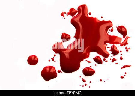 Blood stains (puddle, pool, splatter, smear) isolated on white ...