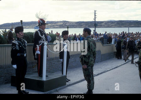 Governor Sir Rex Hunt at his farewell ceremony,The Falkland Islands ...