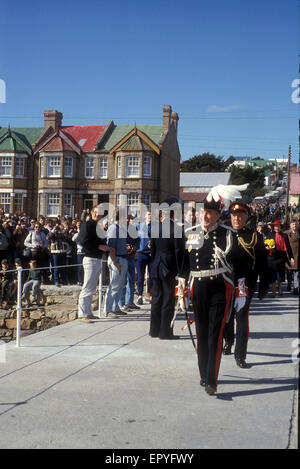 Governor Sir Rex Hunt at his farewell ceremony,The Falkland Islands ...