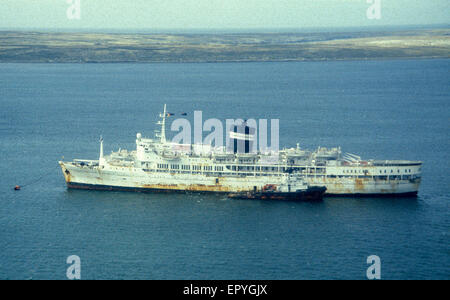 SS Uganda in Port Stanley harbour,The Falkland Islands (British ...