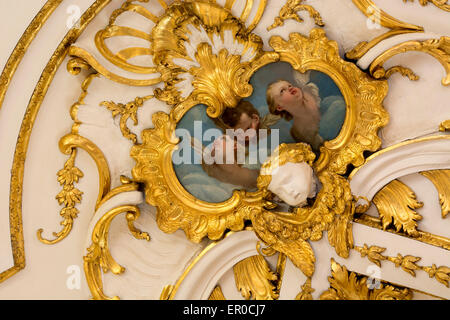 The interior of Great Witley Church with painted ceiling, "Ascension of ...