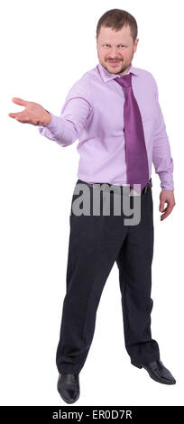 Handsome businessman holding hand out Stock Photo - Alamy
