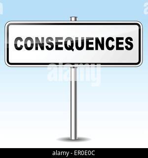 Vector illustration of consequences message on white background Stock ...