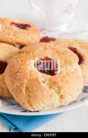Tea, buns with jam Stock Photo - Alamy