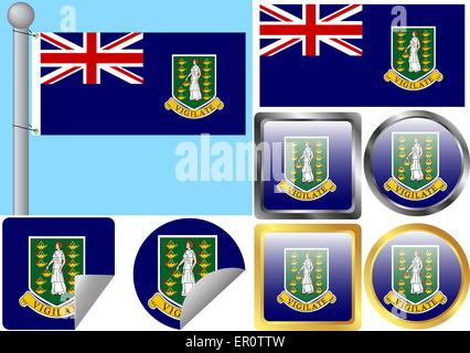 British Flag symbols icons Buttons vector illustration UK Stock Vector ...