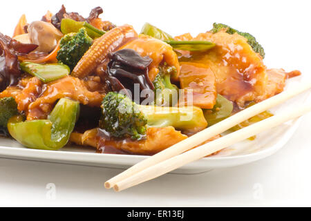 Yu-shiang chicken with garlic sauce and sauteed mixed chinese ...