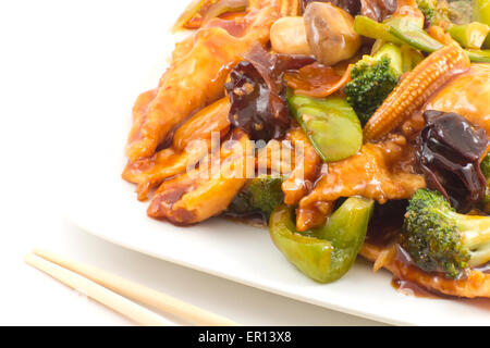 Yu-shiang chicken with garlic sauce and sauteed mixed chinese ...