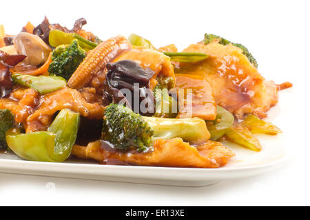 Yu-shiang chicken with garlic sauce and sauteed mixed chinese ...