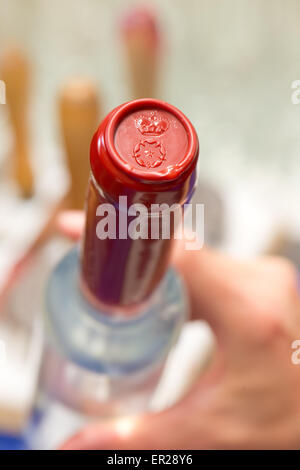 Klipphausen, Germany. 19th May, 2015. Master distiller Siegbert Henning ...