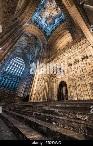Looking up to the roof of the Bell Harry tower from the choir screen ...