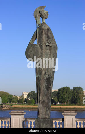 Statue of the goddess Minerva along the River Scheldt in Antwerp ...