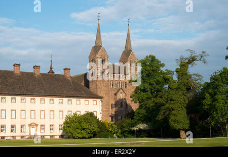Hoexter, Germany. 22nd May, 2015. The westwork of the abbey church at ...
