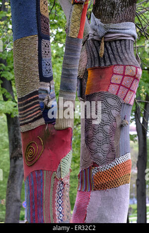 urban knitting is a type of street art also known as yarn bombing ...