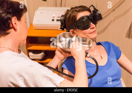 Electronystagmography, eye examination for vertigo screening, Limoges ...