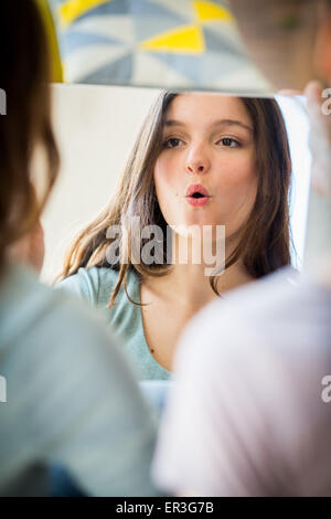 Treatment of stuttering : woman doing articulation and breathing ...