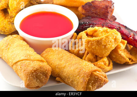 Chinese food take out Pu Pu Platter for two with cheese wontons ...