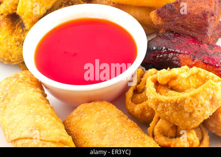 Chinese food take out Pu Pu Platter for two with cheese wontons ...