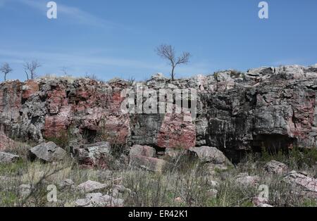 A red rock wall at Pipestone National Monument in Minnesota Stock Photo ...