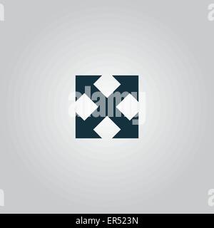 Four sides arrow. Simple flat black symbol with shadow on white ...