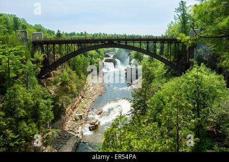 Ausable Chasm Bridge and Falls at Adirondack, New York Stock Photo - Alamy
